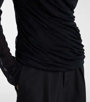 Junya Watanabe Faux Pearl Embellished Draped Cotton Top