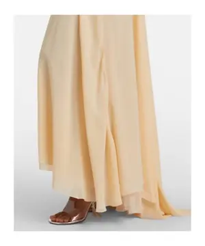 Blumarine Lace-trimmed Georgette Maxi Dress - Nude