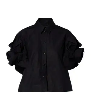 Simone Rocha Puff-sleeve Cotton Shirt - Black