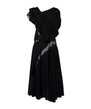 Junya Watanabe Asymmetric Lace-trimmed Midi Dress - Black