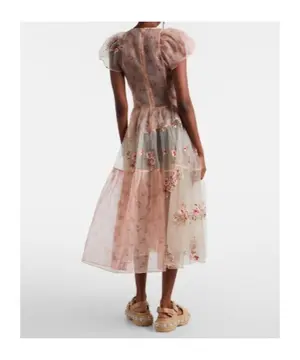 Simone Rocha Patchwork Sheer Organza Midi Dress