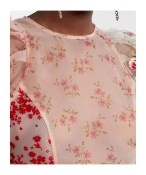 Simone Rocha Patchwork Sheer Organza Midi Dress