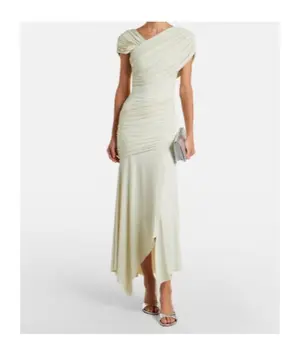 DE LA VALI Hela Draped Asymmetric Jersey Midi Dress