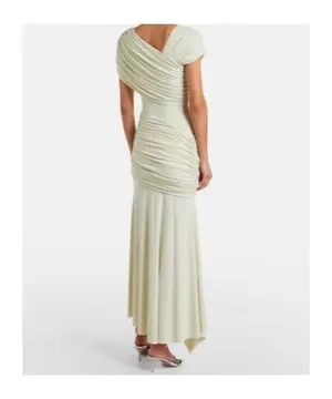 DE LA VALI Hela Draped Asymmetric Jersey Midi Dress