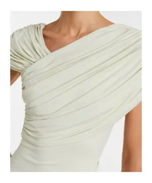 DE LA VALI Hela Draped Asymmetric Jersey Midi Dress