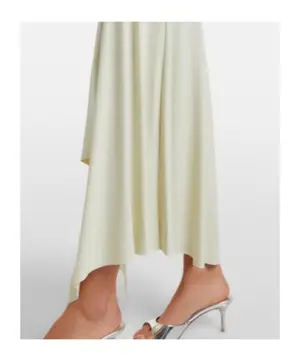 DE LA VALI Hela Draped Asymmetric Jersey Midi Dress