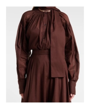 Plan C Tie-neck Cotton Blouse