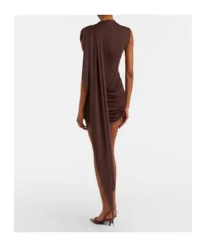 DE LA VALI Draped Caped Jersey Minidress