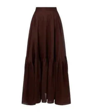 Plan C Cotton Organza Maxi Skirt - Brown