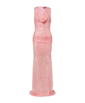 David Koma Sequined Draped Gown - Pink