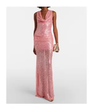 David Koma Sequined Draped Gown