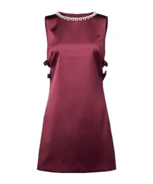 SELF-PORTRAIT Bow-detail Embellished Satin Minidress - Red