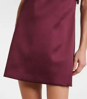 SELF-PORTRAIT Embellished Satin Mini Dress With Bow Details