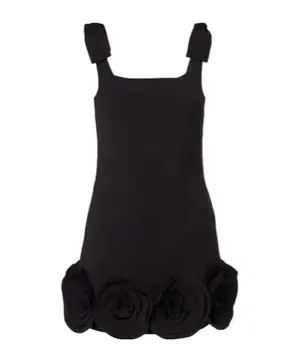 SELF-PORTRAIT Floral-applique Crepe Minidress - Black