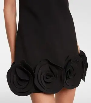 SELF-PORTRAIT Floral-applique Crepe Minidress