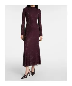 SELF-PORTRAIT Rhinestone Mesh Maxi Dress
