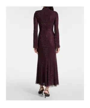 SELF-PORTRAIT Rhinestone Mesh Maxi Dress