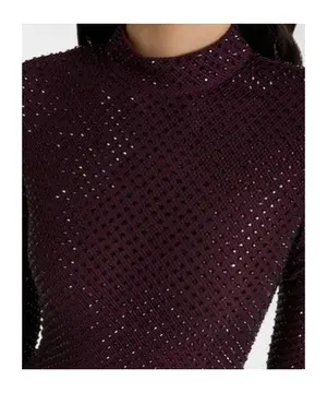 SELF-PORTRAIT Rhinestone Mesh Maxi Dress