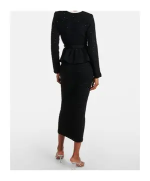 SELF-PORTRAIT Sequined Floral Tweed Midi Dress