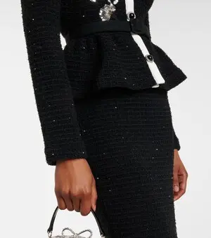 SELF-PORTRAIT Sequined Floral Tweed Midi Dress