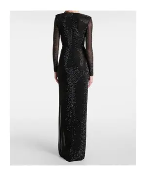SELF-PORTRAIT Rhinestone-embellished Mesh Maxi Dress