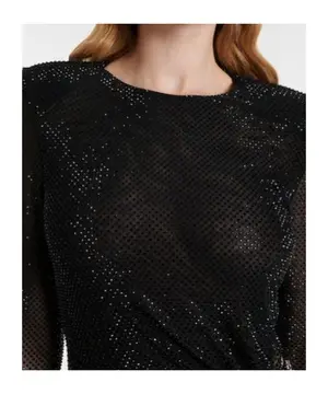 SELF-PORTRAIT Rhinestone-embellished Mesh Maxi Dress