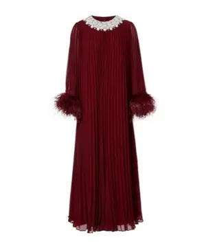 SELF-PORTRAIT Embellished Feather-trimmed Chiffon Maxi Dress