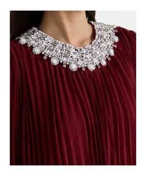 SELF-PORTRAIT Embellished Feather-trimmed Chiffon Maxi Dress
