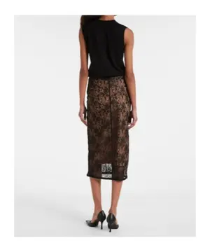 SELF-PORTRAIT Sheer Lace Midi Skirt