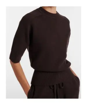Extreme Cashmere Short-sleeved Knit Top