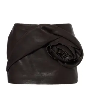 Magda Butrym Floral-appliqué Leather Miniskirt - Brown