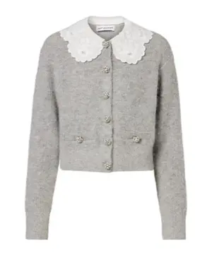 SELF-PORTRAIT Embellished Lace-trimmed Cardigan