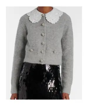 SELF-PORTRAIT Embellished Lace-trimmed Cardigan