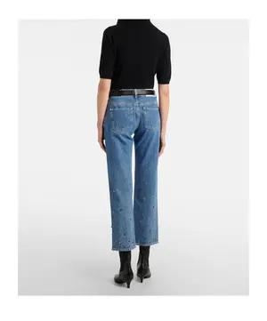 7 For All Mankind Calie Embellished Cropped Straight Jeans