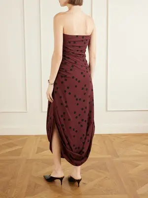 Proenza Schouler Nayara Strapless Pleated Polka Dot Dress