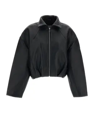 ROTATE BY BIRGER CHRISTENSEN Long-sleeved Leather Jacket - Black
