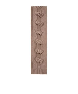 Moncler Cable-knit Logo Scarf - Brown