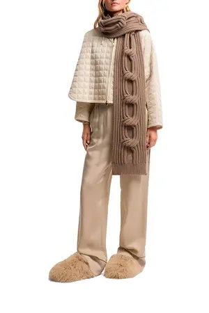 Moncler Cable-knit Logo Scarf - Brown