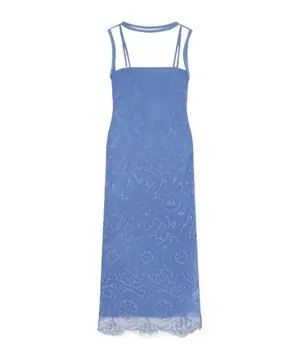 SIR. Embroidered Tulle Midi Dress - Blue