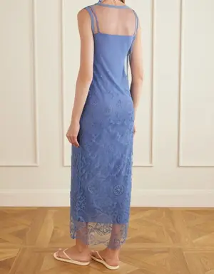 SIR. Embroidered Tulle Midi Dress