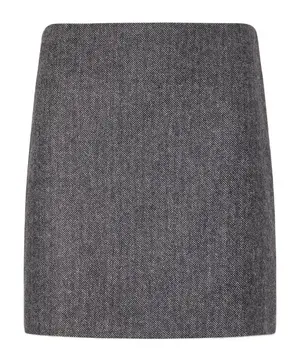 BLAZÉ MILANO Coci Herringbone Wool Blend Mini Skirt - Grey