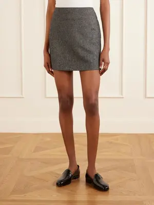 BLAZÉ MILANO Coci Herringbone Wool Blend Mini Skirt
