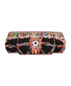 Dolce & Gabbana Carretto-print Poplin Top - Black