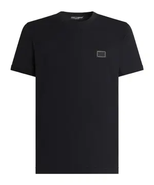 Dolce & Gabbana Logo Plaque Cotton T-shirt - Black