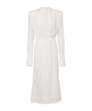 Magda Butrym Embroidered Silk, Wool And Cotton-blend Midi Dress - No