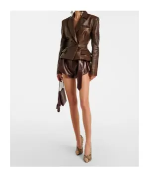 Magda Butrym Belted Leather Shorts
