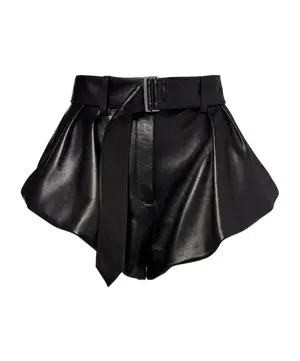 Magda Butrym Belted High-rise Leather Micro Shorts - Black