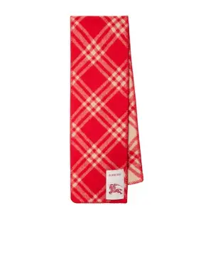 Burberry Check Wool Scarf - Red
