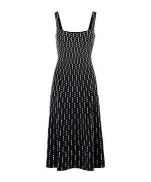 Staud Ellison Compact Knit Midi Dress - Black