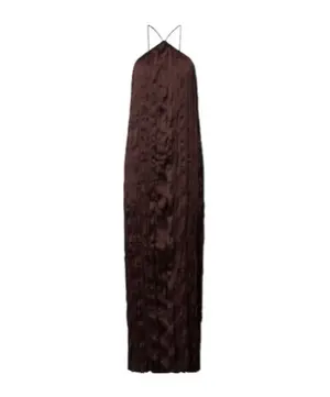 Staud Akari Plissé Halterneck Maxi Dress - Black